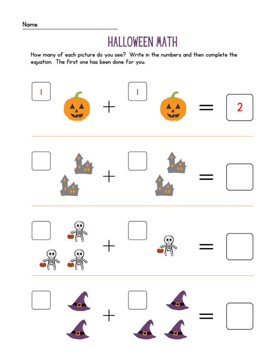 Hojas De Trabajo De Matemáticas De Halloween Para Primer Grado