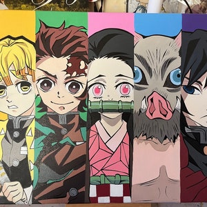Zenitsu, Tanjiro, Nezuko, Inosuke, and Giyo Painting - Etsy