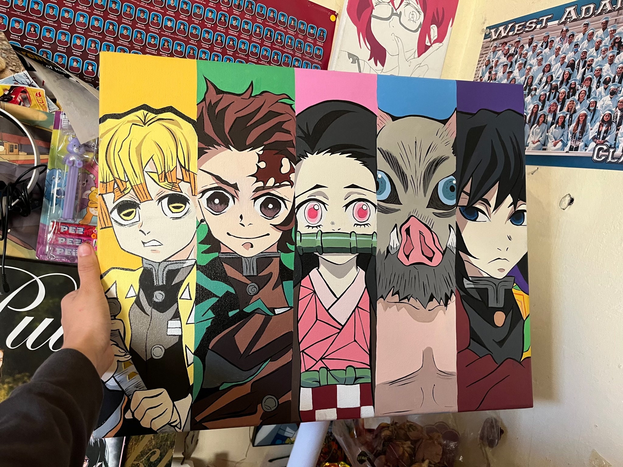 Zenitsu, Tanjiro, Nezuko, Inosuke, and Giyo Painting - Etsy