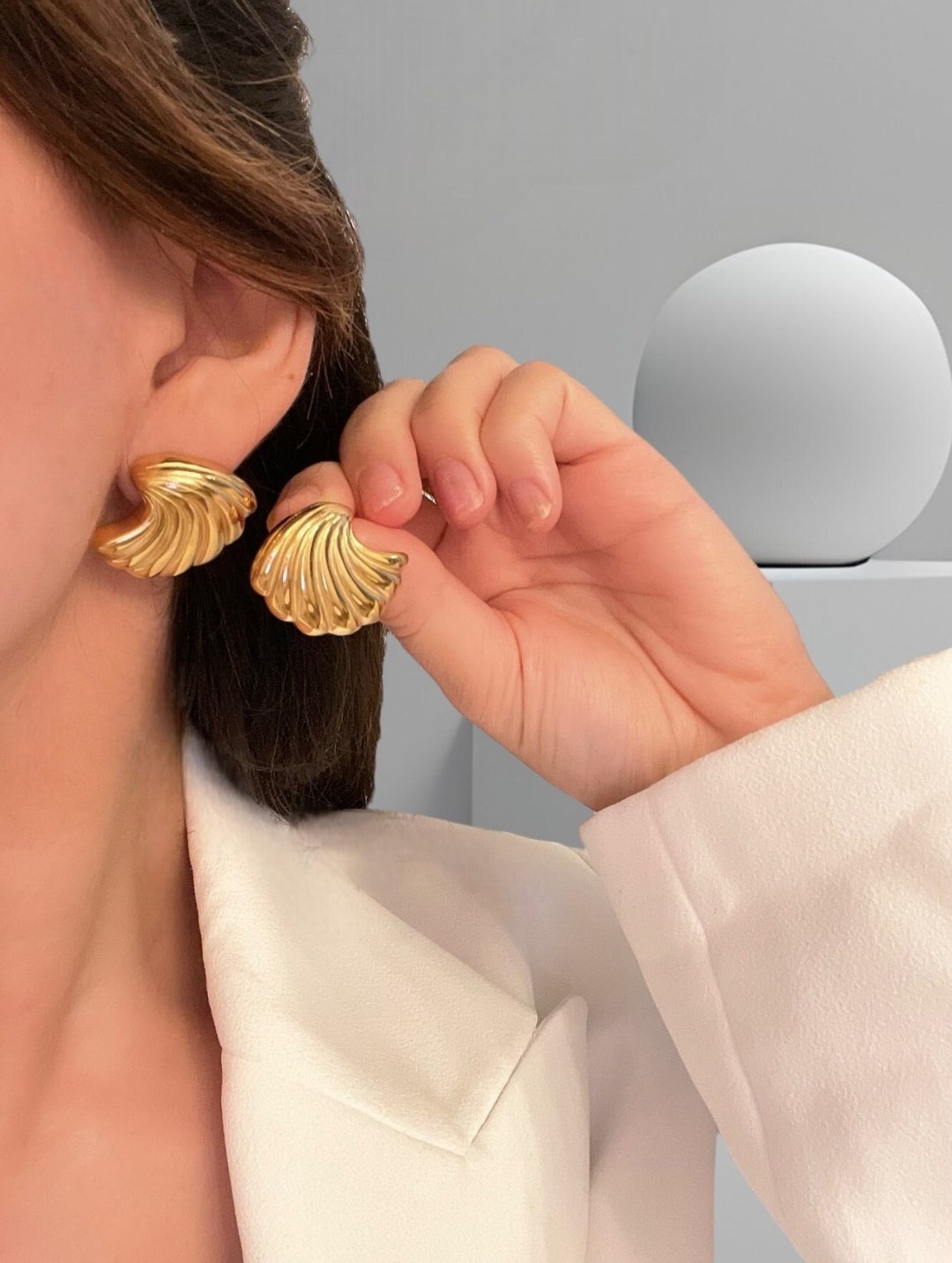 2024 Popular Trendy Gold Seashell Stud Earrings, Summer Vacation Stud ...