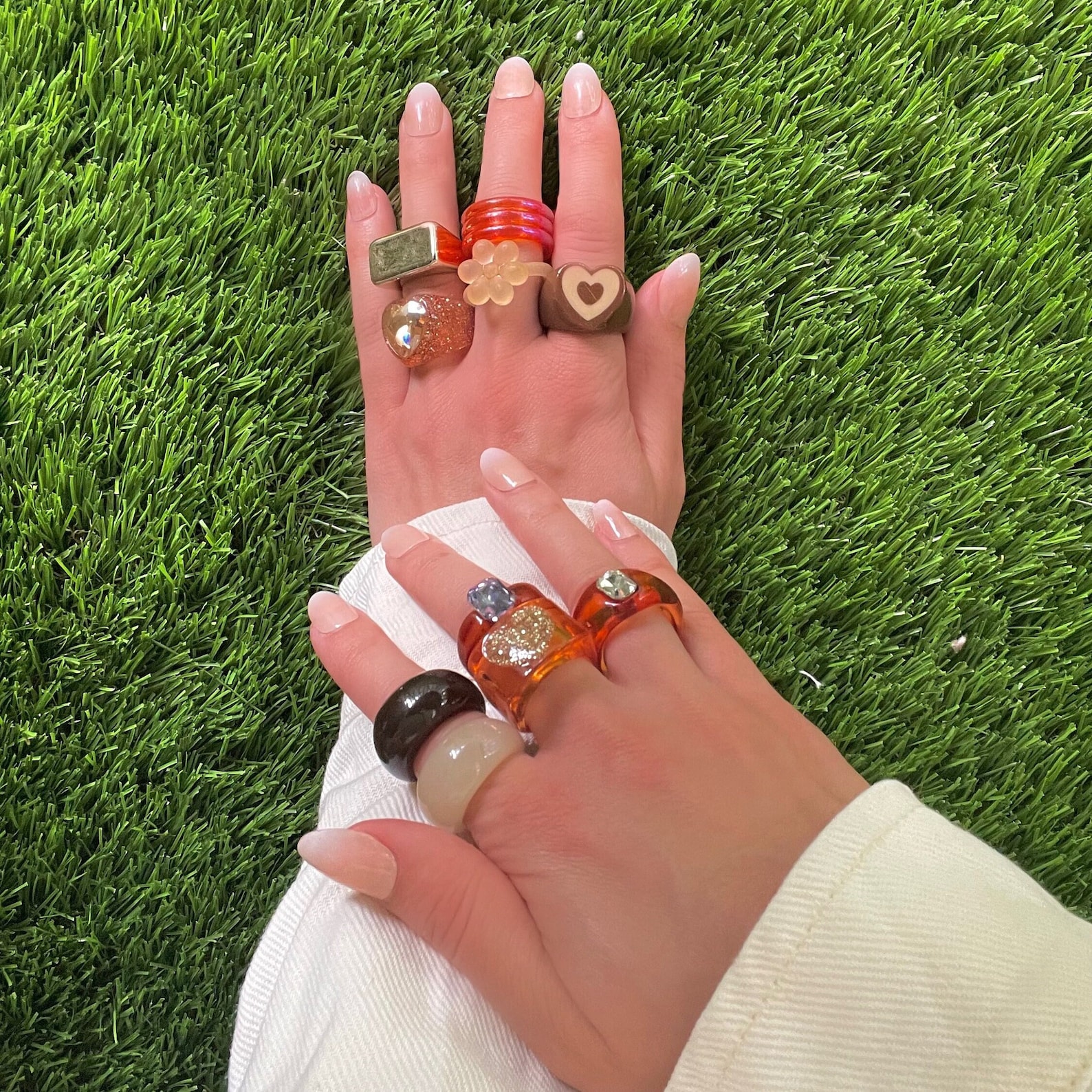 Popular Multicolor Chunky 10pcs Rings, 2025 Fall Autumn Trendy Rings ...