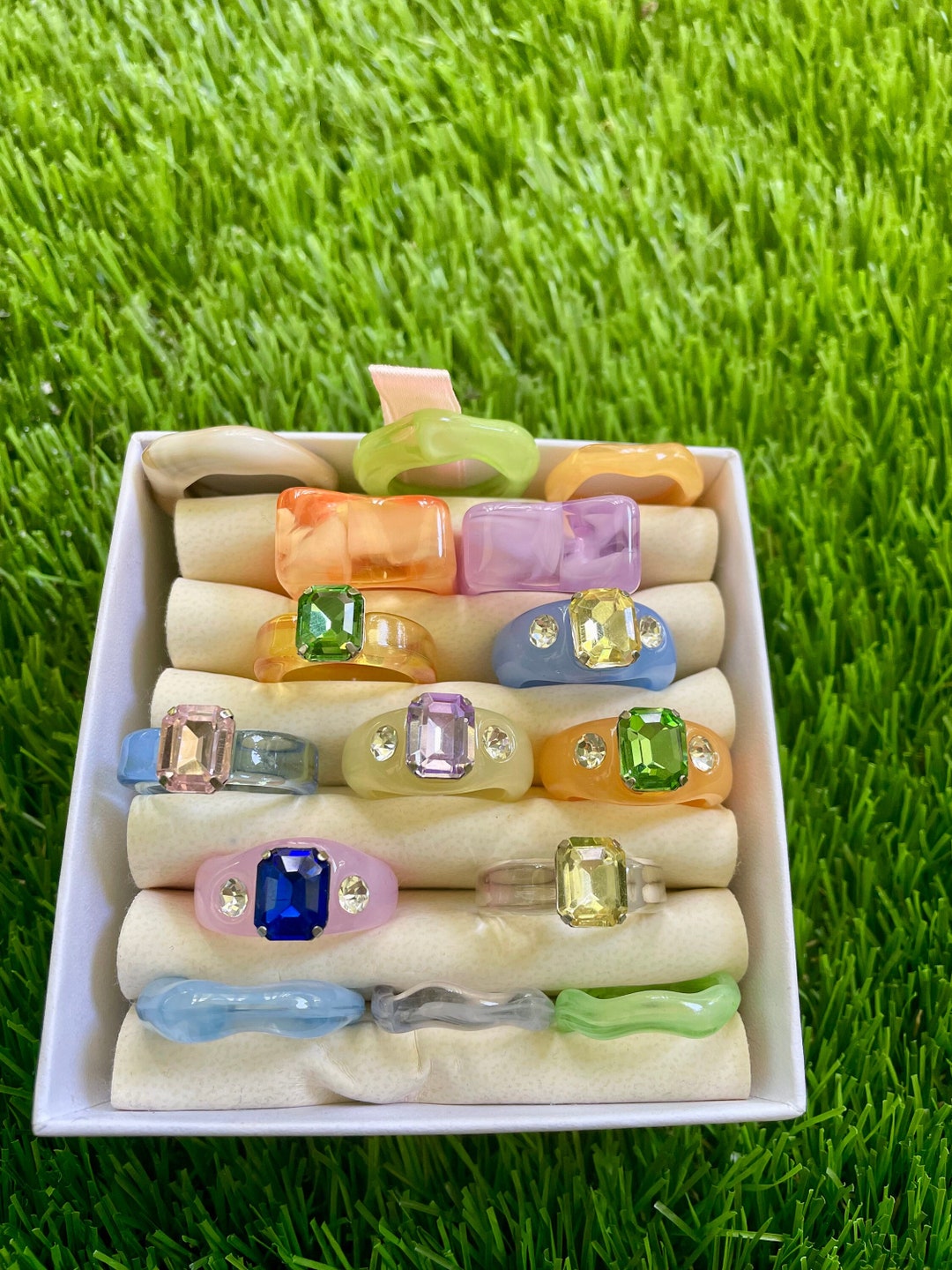 Popular Colorful Chunky Set of 15pcs Rings Summer Trendy - Etsy