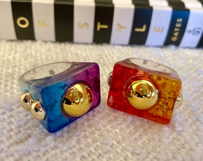 Colorful Popular Chunky 2pcs Rings,2024 Beach Summer Trendy Rings ...