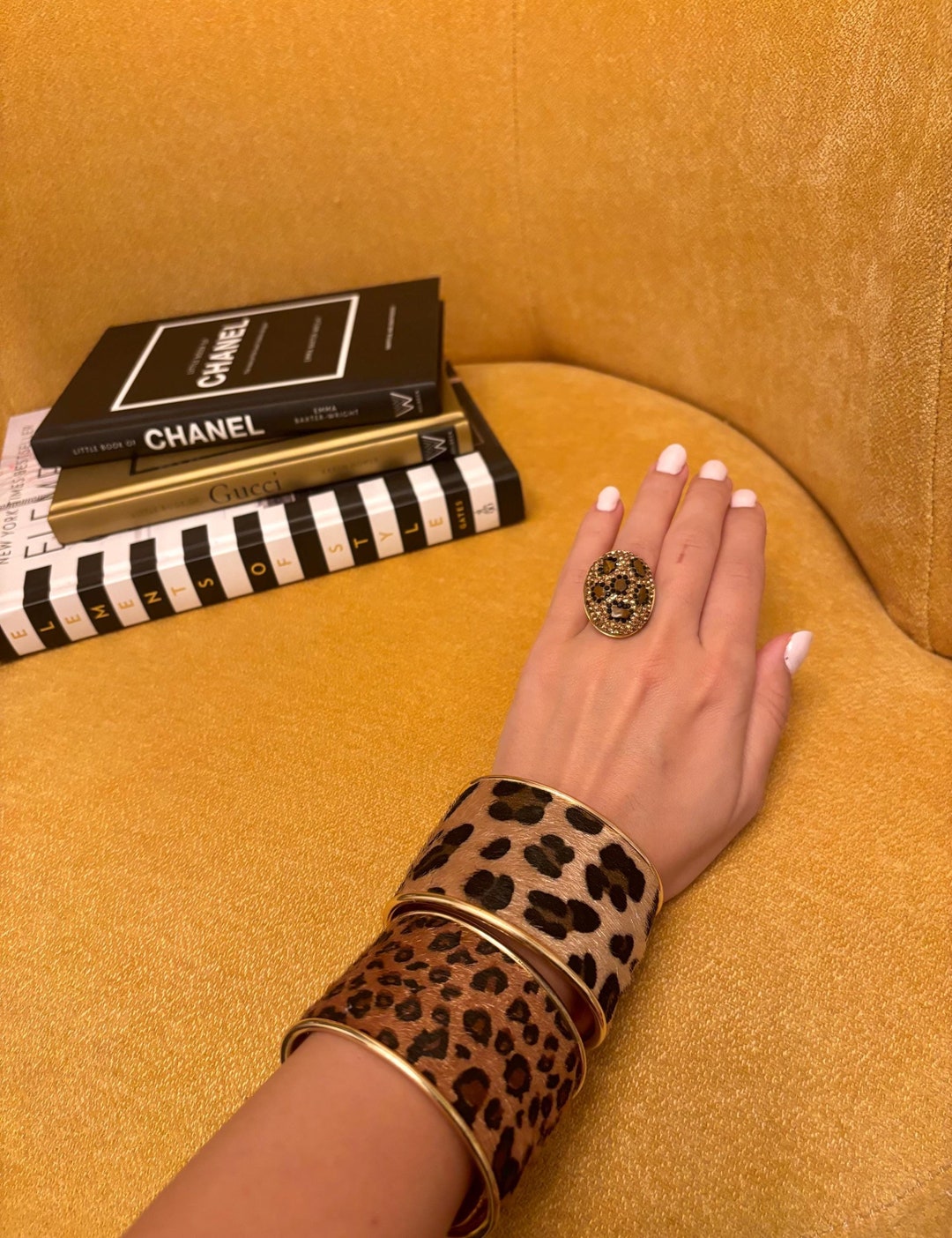 2025 Best Seller Trendy Leopard Thick Wrap Around Bangle, Animal Print ...