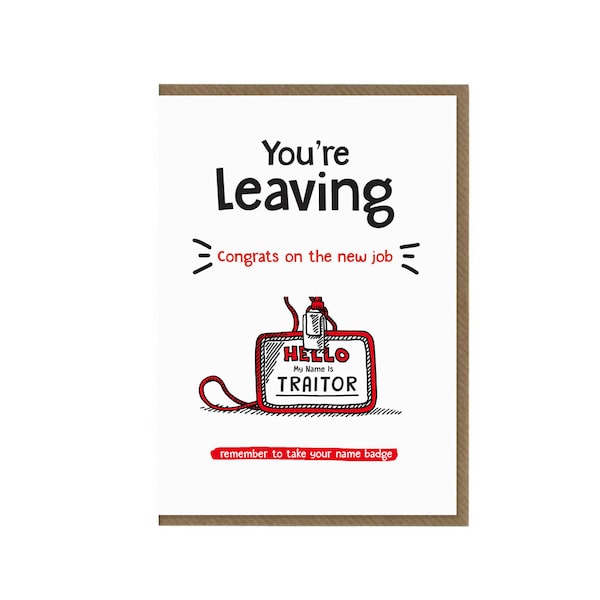 Leaving Traitor Card - Etsy UK
