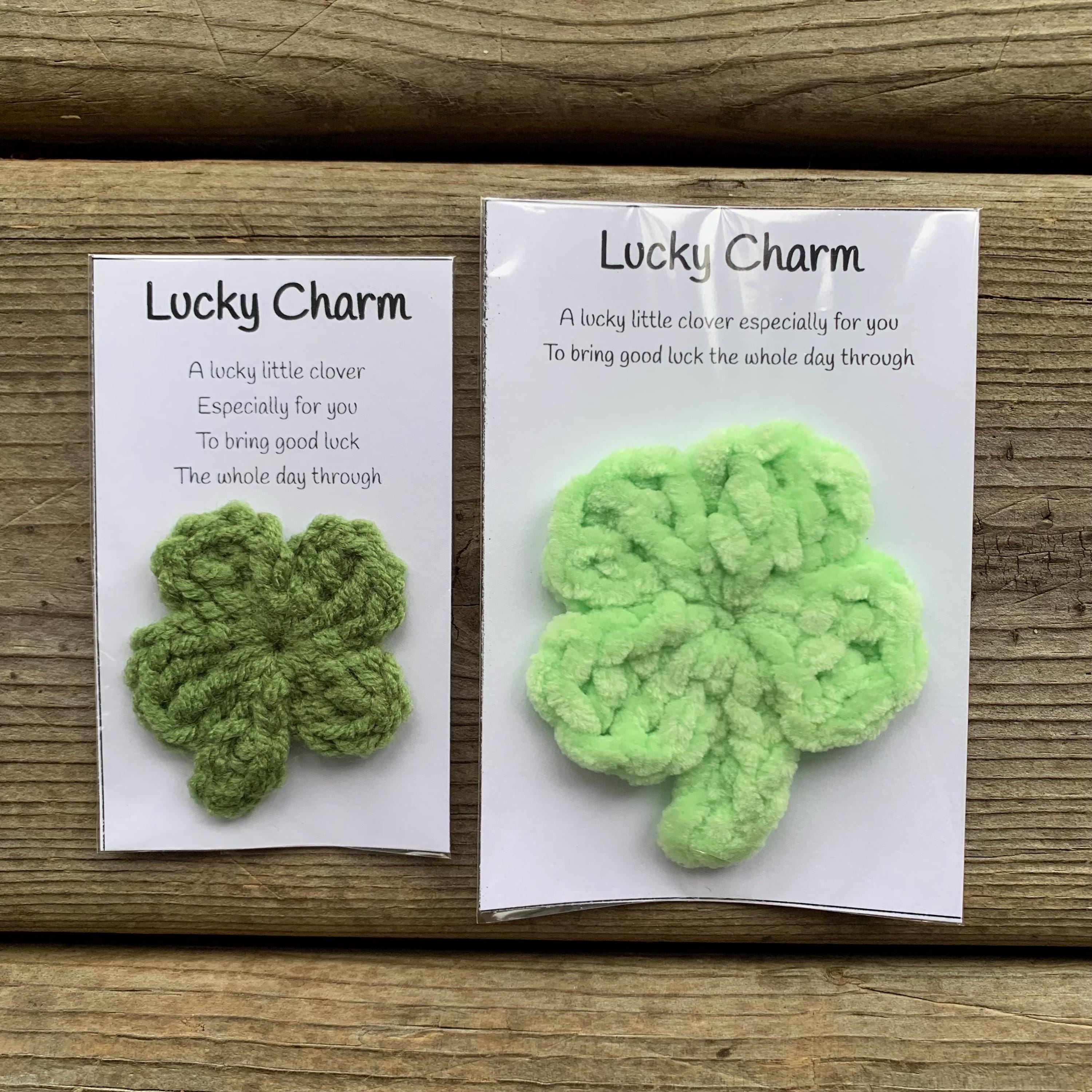 Lucky Charm, Crochet 4 Leaf Clover, Good Luck Charm, Pocket Lucky Charm ...