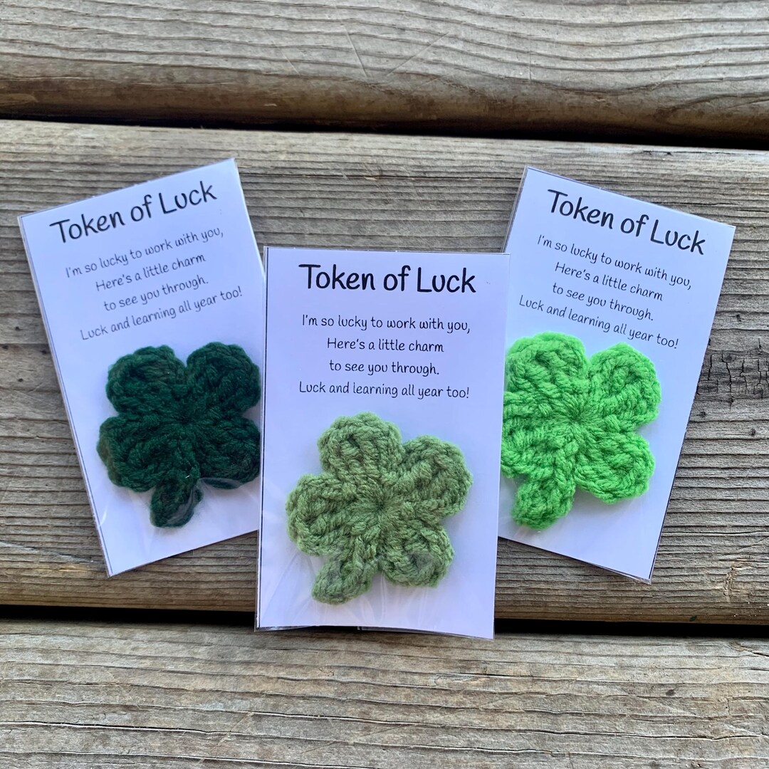 Token of Luck, Crochet 4 Leaf Clover, Coworker Gift, Good Luck Charm ...