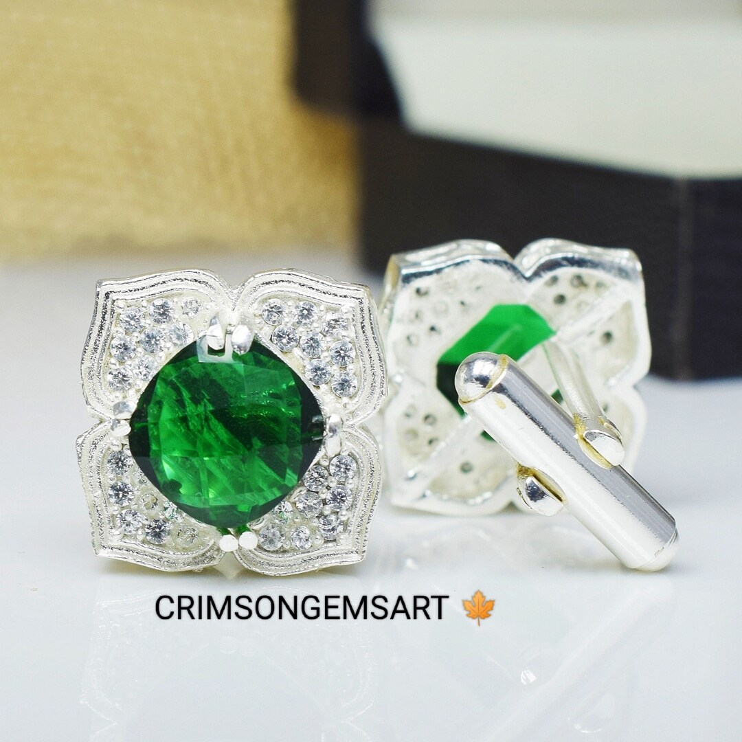 Emerald Cufflinks Lab Emerald Green Suit Gift Green Cufflinks Best Man ...