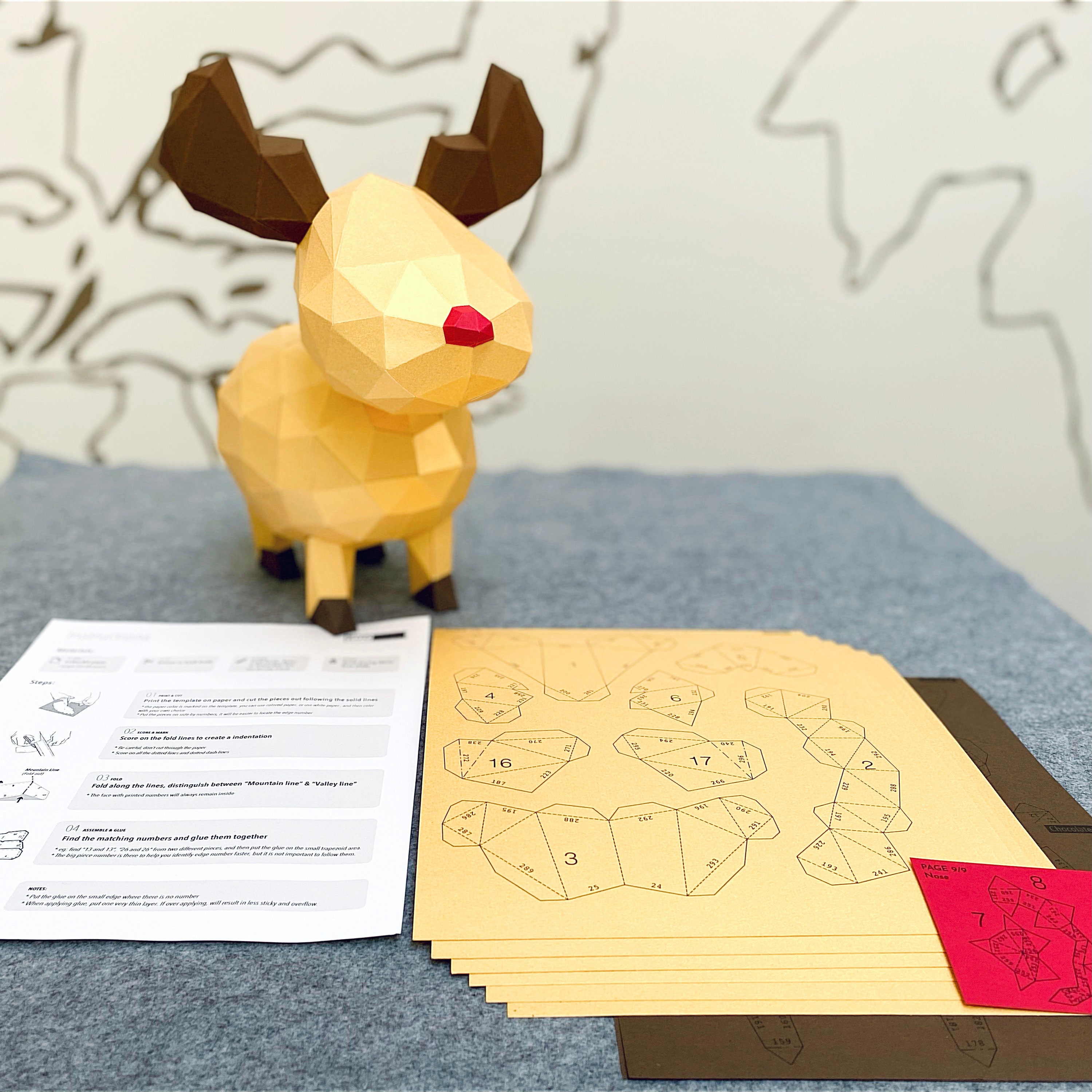 Christmas DIY Papercraft Kit, Cute Moose, Holiday Craft Kit, Papercraft ...