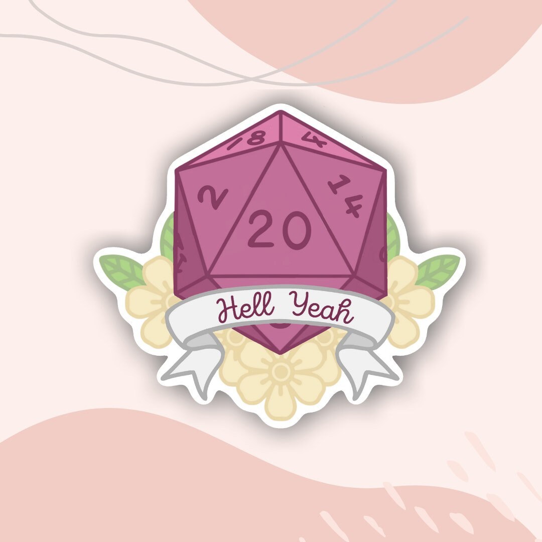 Hell Yeah D20 Floral Sticker Choose Your Color - Etsy UK
