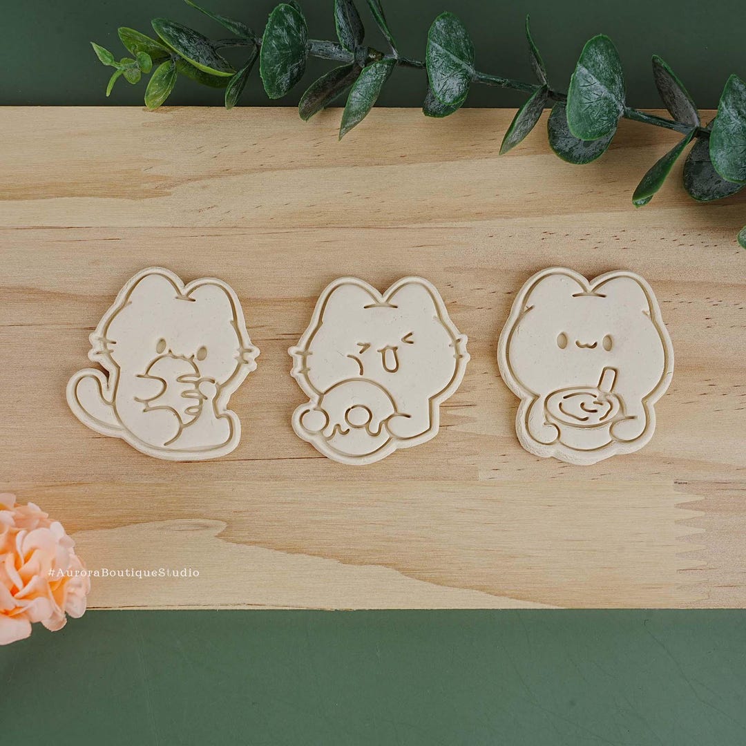 Kawaii Cat Cookie Cutter, Cartoon Cat Cookie Mold Set, DIY Kitty Cutter ...