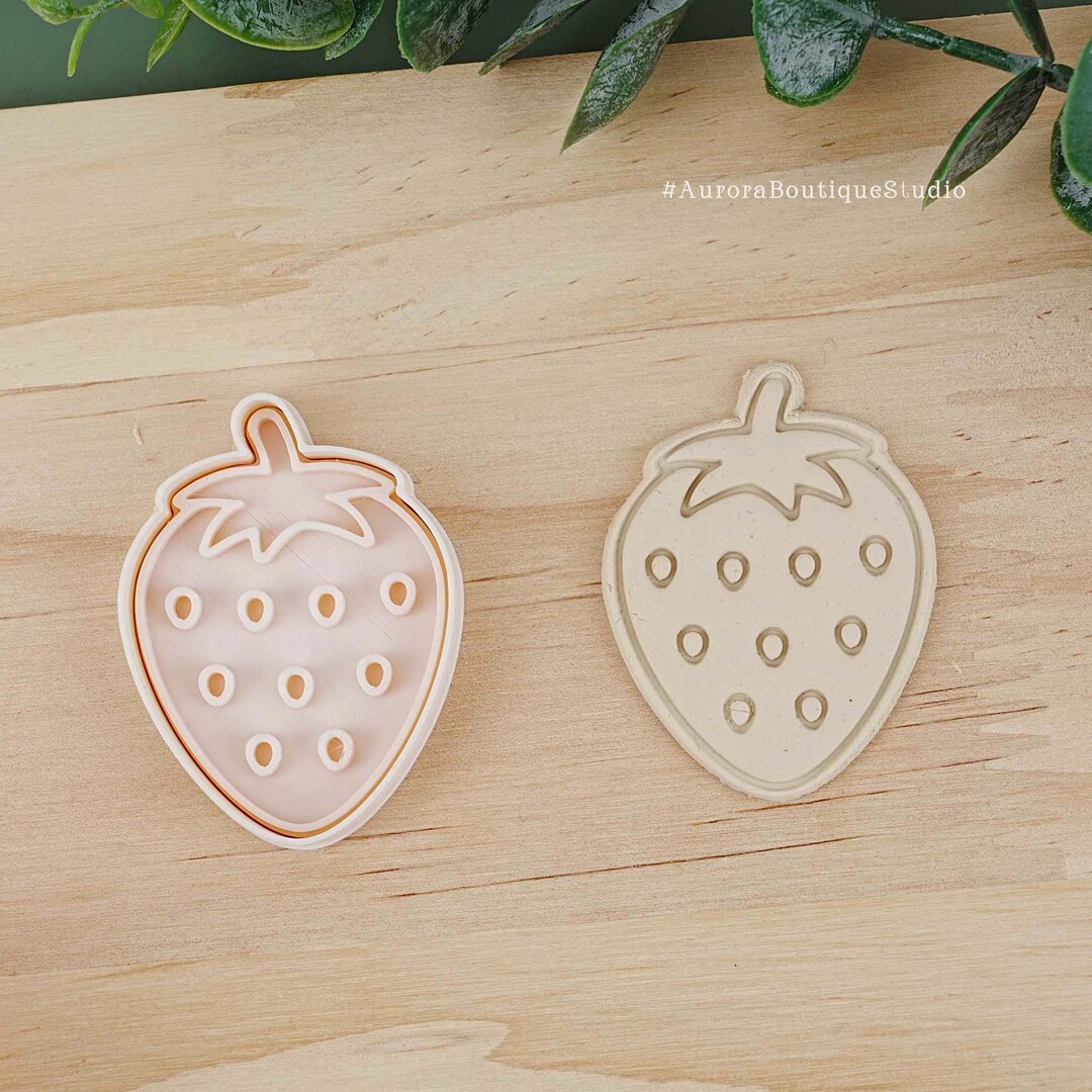 Pink Strawberry Cookie Cutter Set, Strawberry Cookie Stamp Set ...