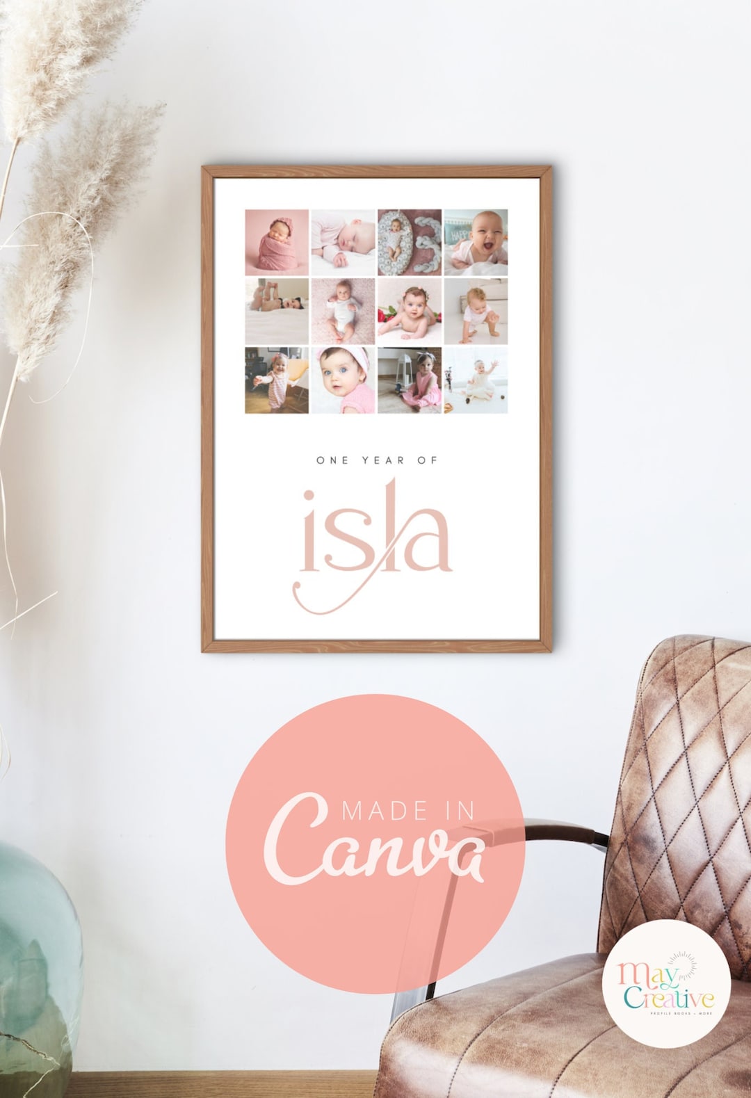 12 Images Custom Photo Collage Poster CANVA TEMPLATE · Personalized ...