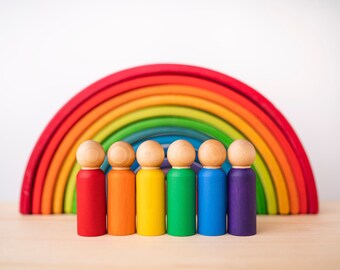 Rainbow Peg People - Etsy