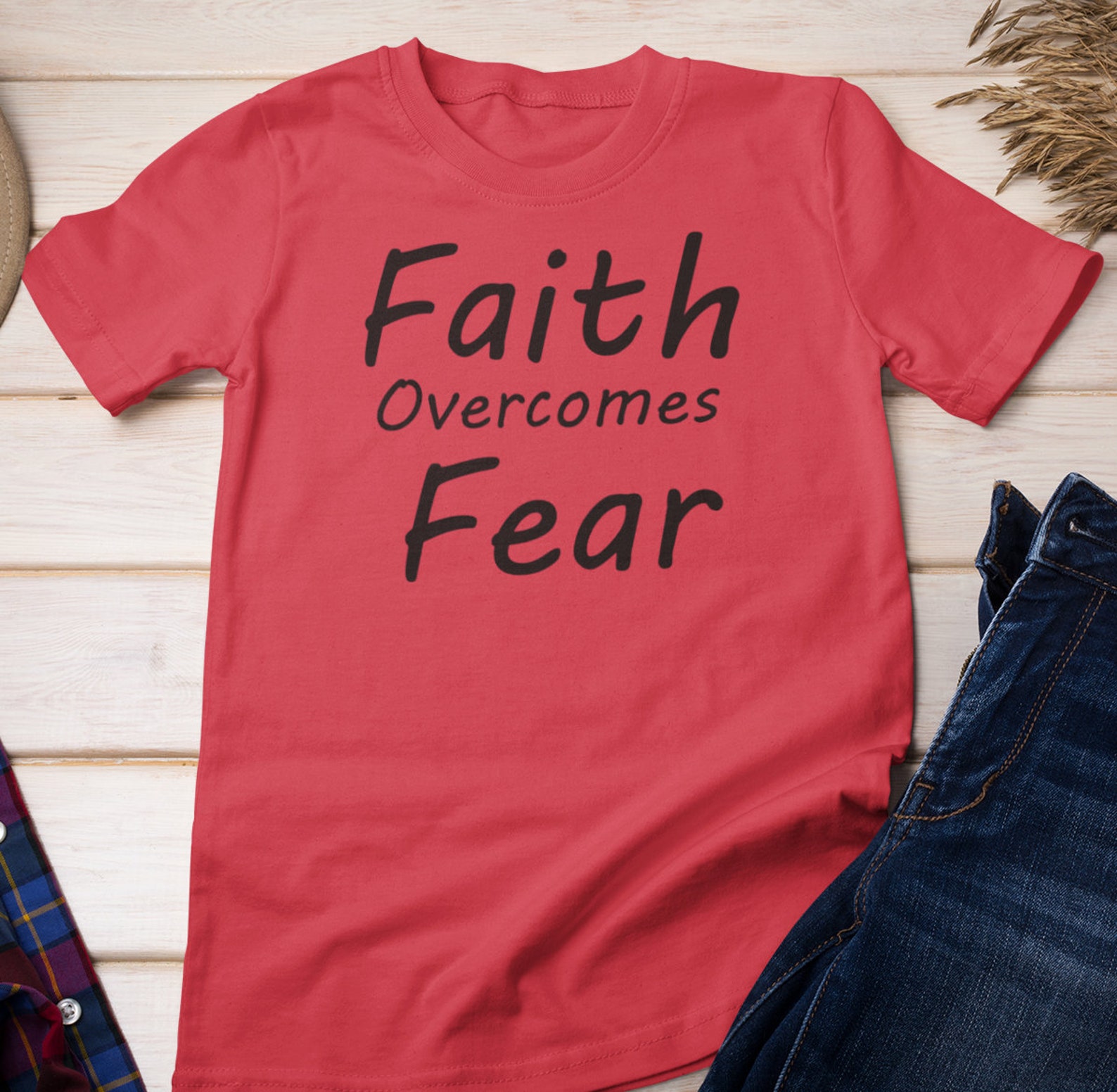 Faith Overcomes Fear T-shirt, Christian Shirt, Faith Shirt, Christian ...