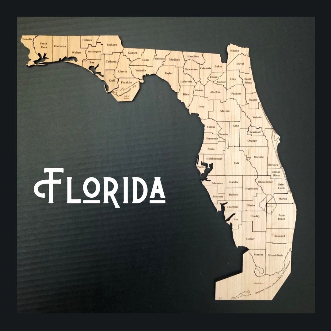 Handmade Florida State Puzzle: Laser Cut Wooden County Map - Etsy