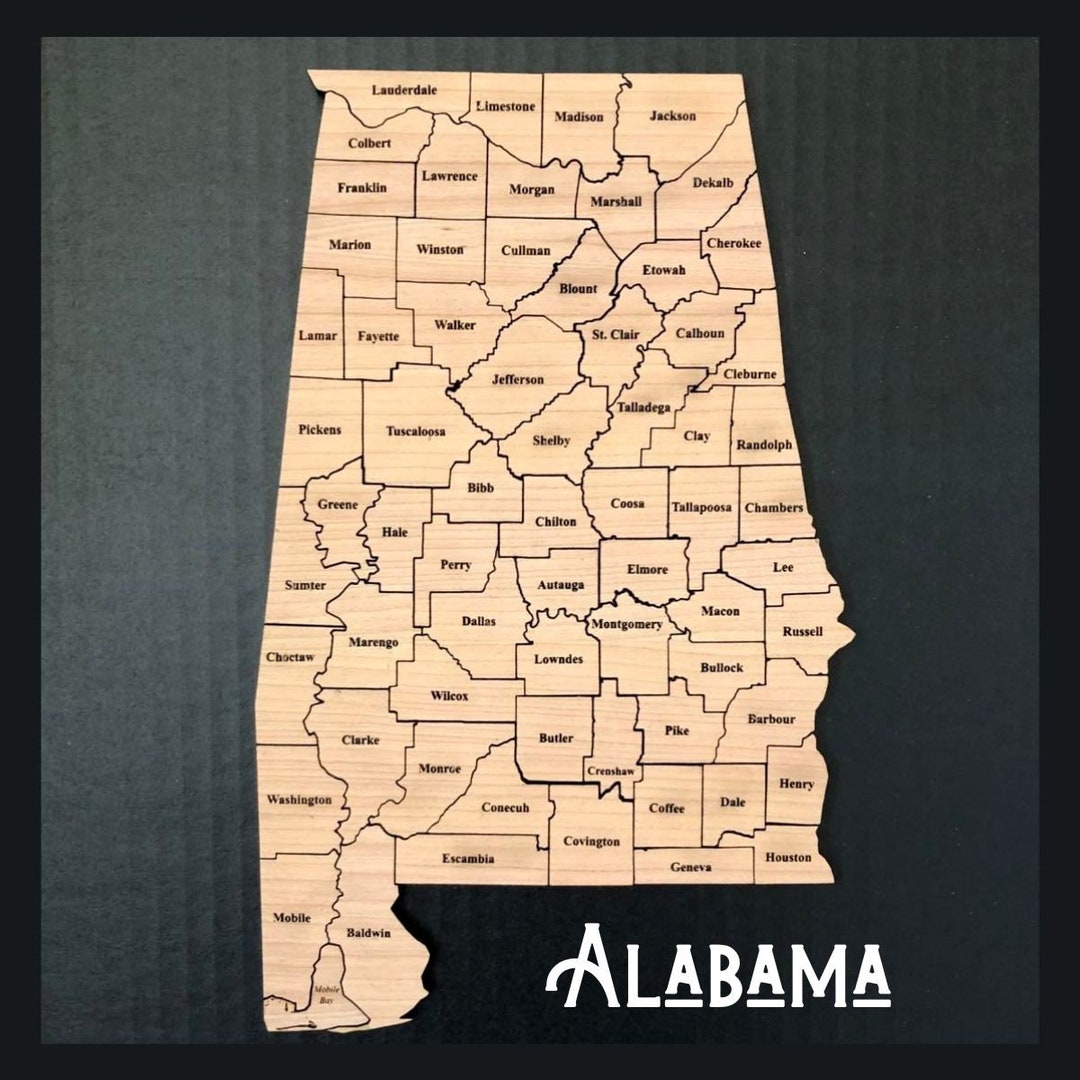 Handmade Alabama State Puzzle: Laser Cut Wooden County Map - Etsy