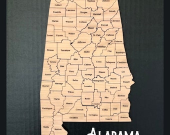 Wood Map Alabama - Etsy