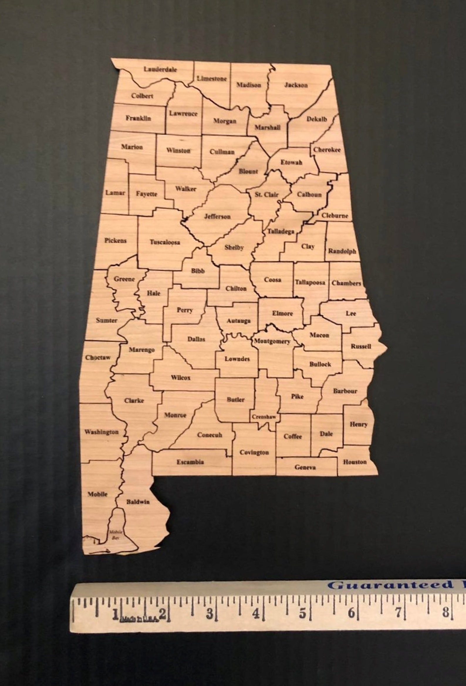 Alabama State Puzzle, Laser Cut Wooden State Map Jigsaw Puzzles, County ...