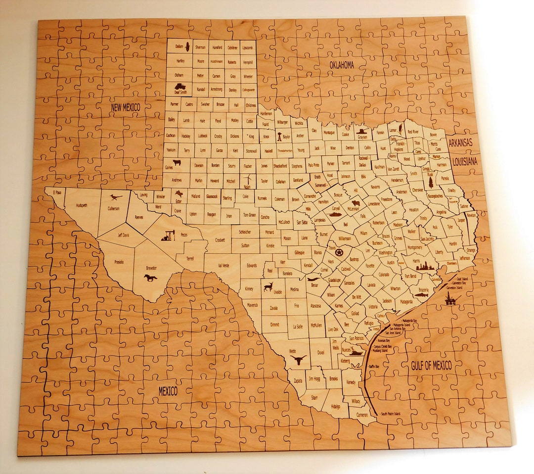 Texas Puzzles for Adults/laser Cut Puzzle/texas State - Etsy