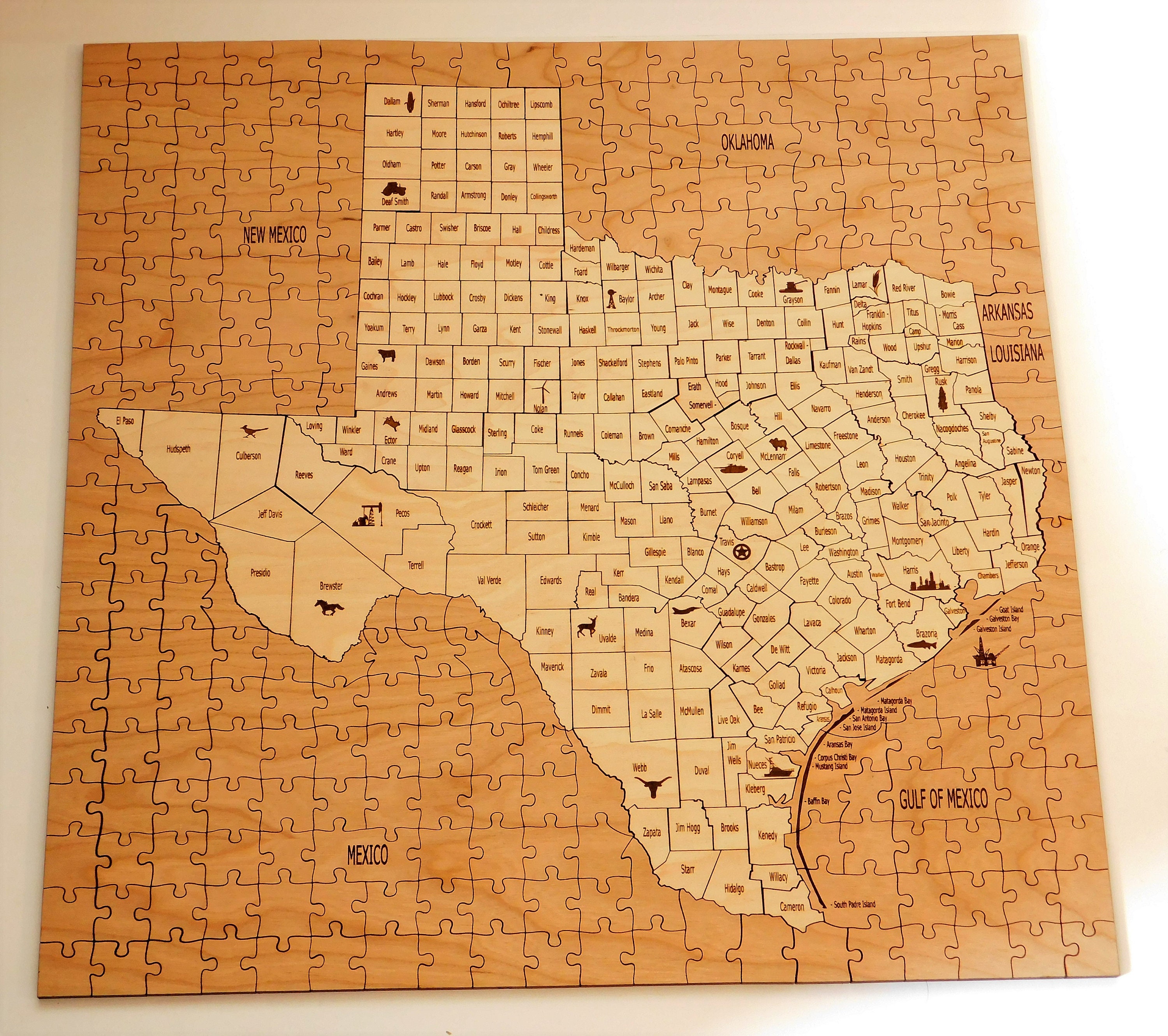 Texas Puzzles for Adults/Laser Cut Puzzle/Texas State | Etsy