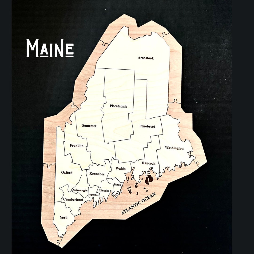 Maine State Puzzle, Laser Cut Wooden State Map Jigsaw Puzzles, County ...