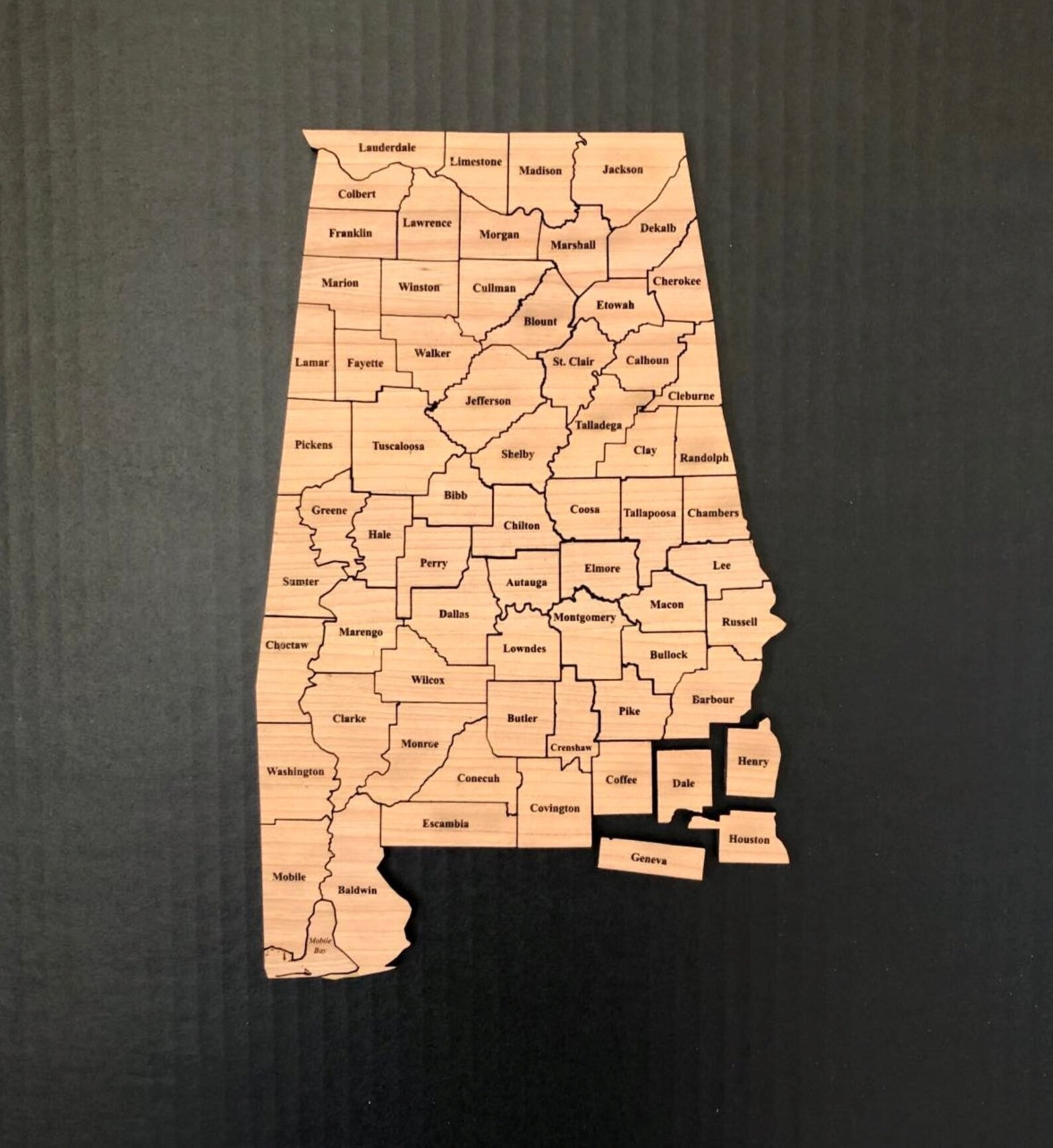 Alabama State Puzzle, Laser Cut Wooden State Map Jigsaw Puzzles, County ...