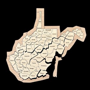 West Virginia State Puzzle: Laser Cut Wooden County Map - Etsy