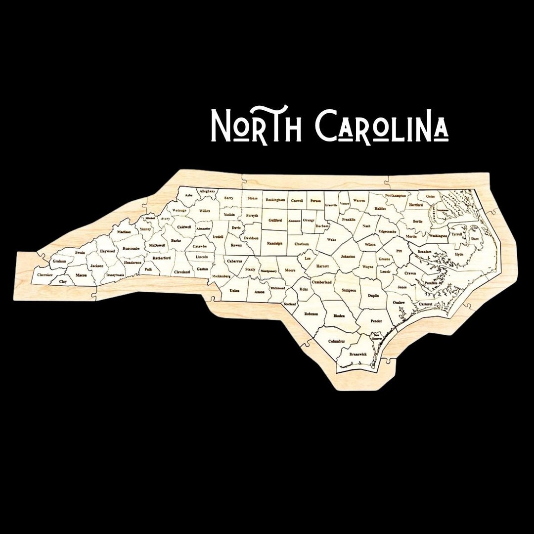North Carolina State Puzzle, Laser Cut Wooden State Map Jigsaw Puzzles ...