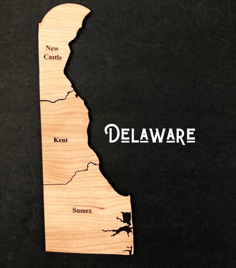 Handmade Delaware State Puzzle: Laser Cut Birch & Cherry Wood County ...