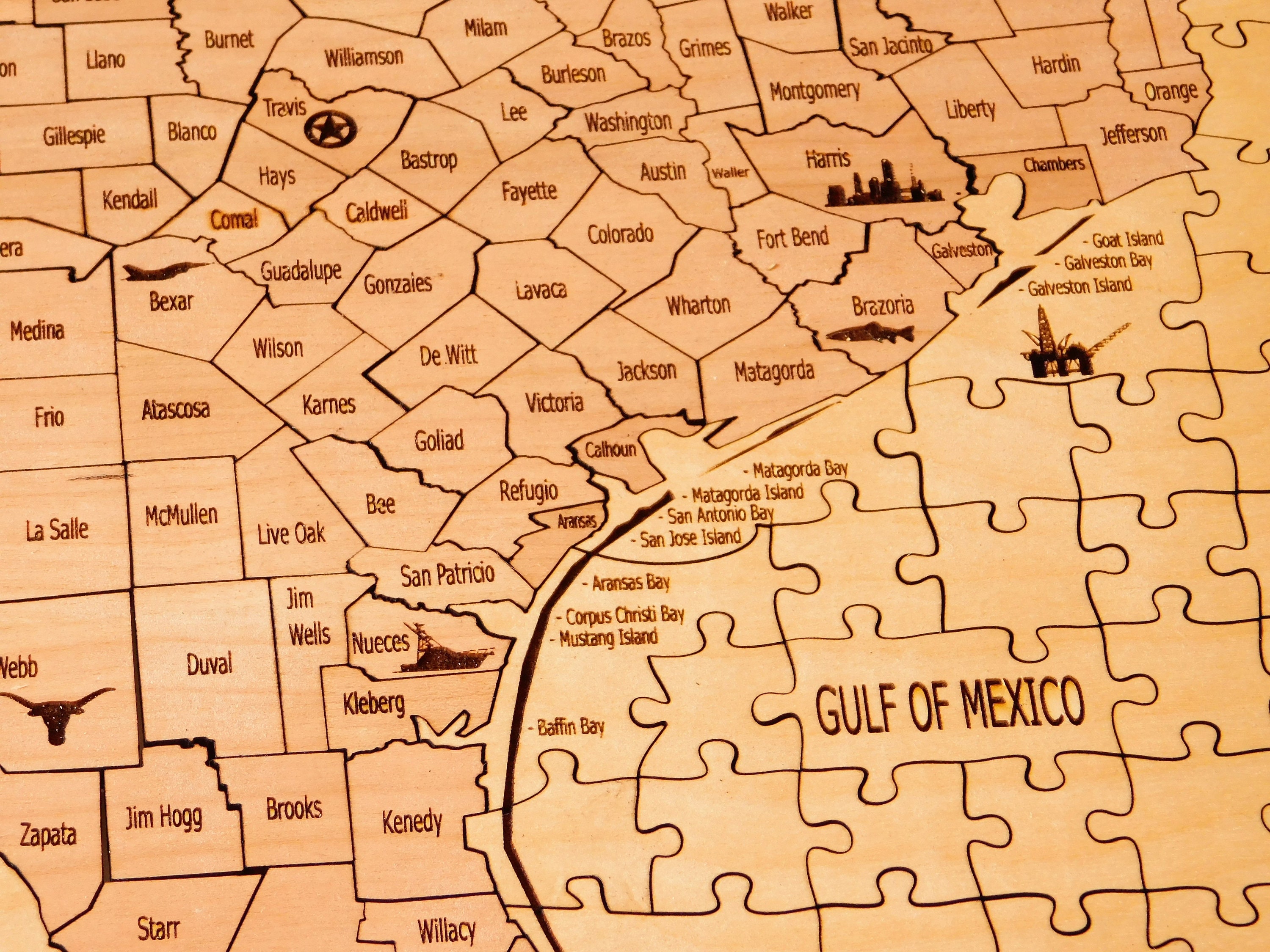 Texas Puzzles for Adults/Laser Cut Puzzle/Texas State | Etsy