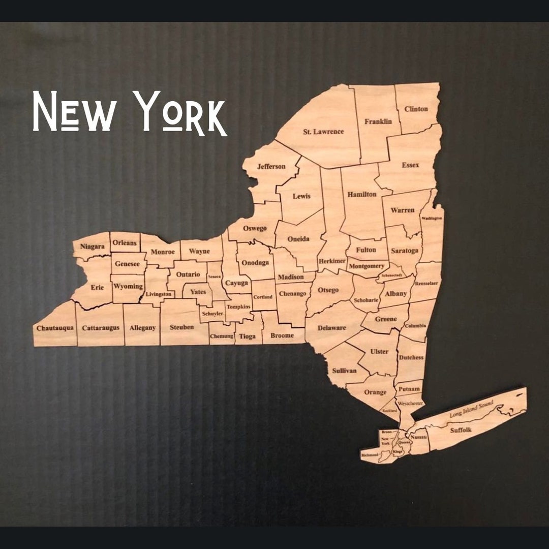 New York State Puzzle, Laser Cut Wooden State Map Jigsaw Puzzles ...