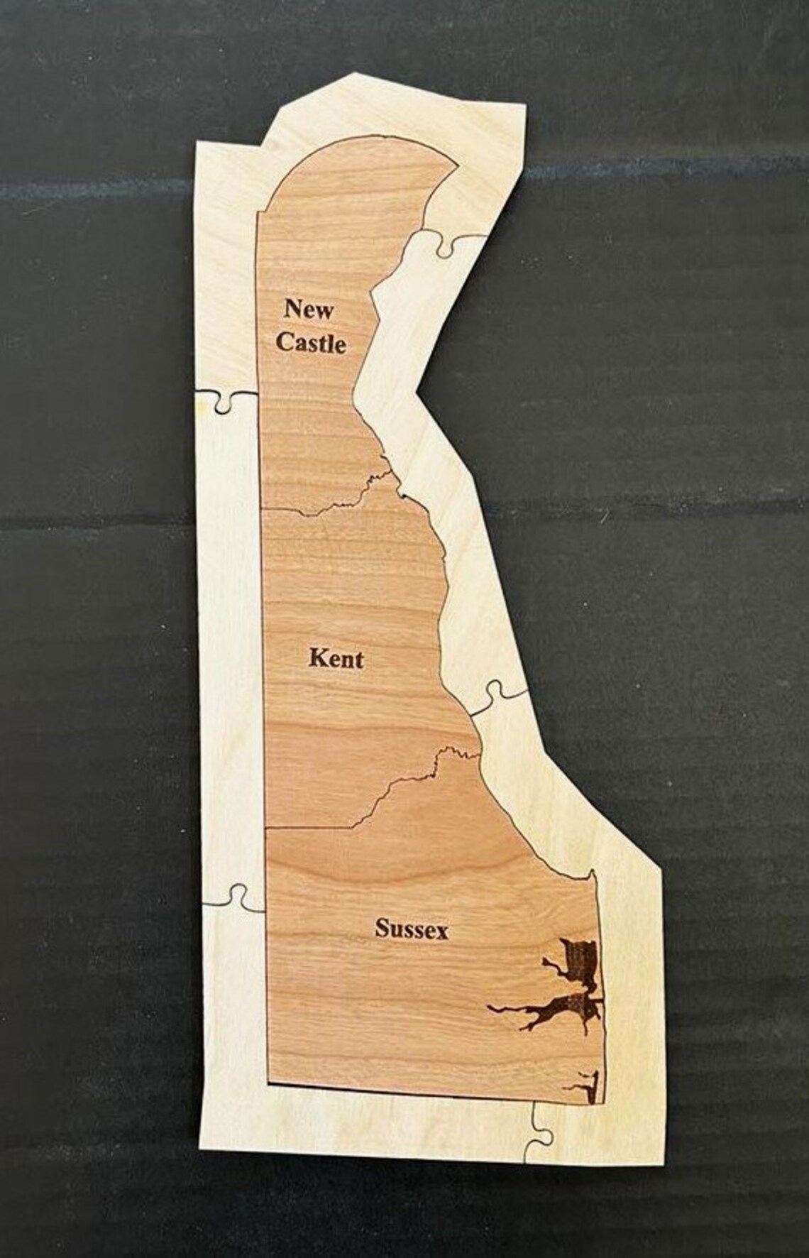Handmade Delaware State Puzzle: Laser Cut Birch & Cherry Wood County ...