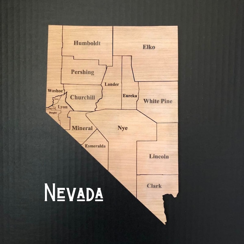 Counties Map Nevada - Etsy