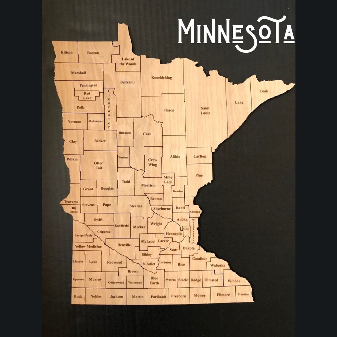 State of Minnesota Wooden Jigsaw Puzzle, Minnesota Counties Puzzle ...
