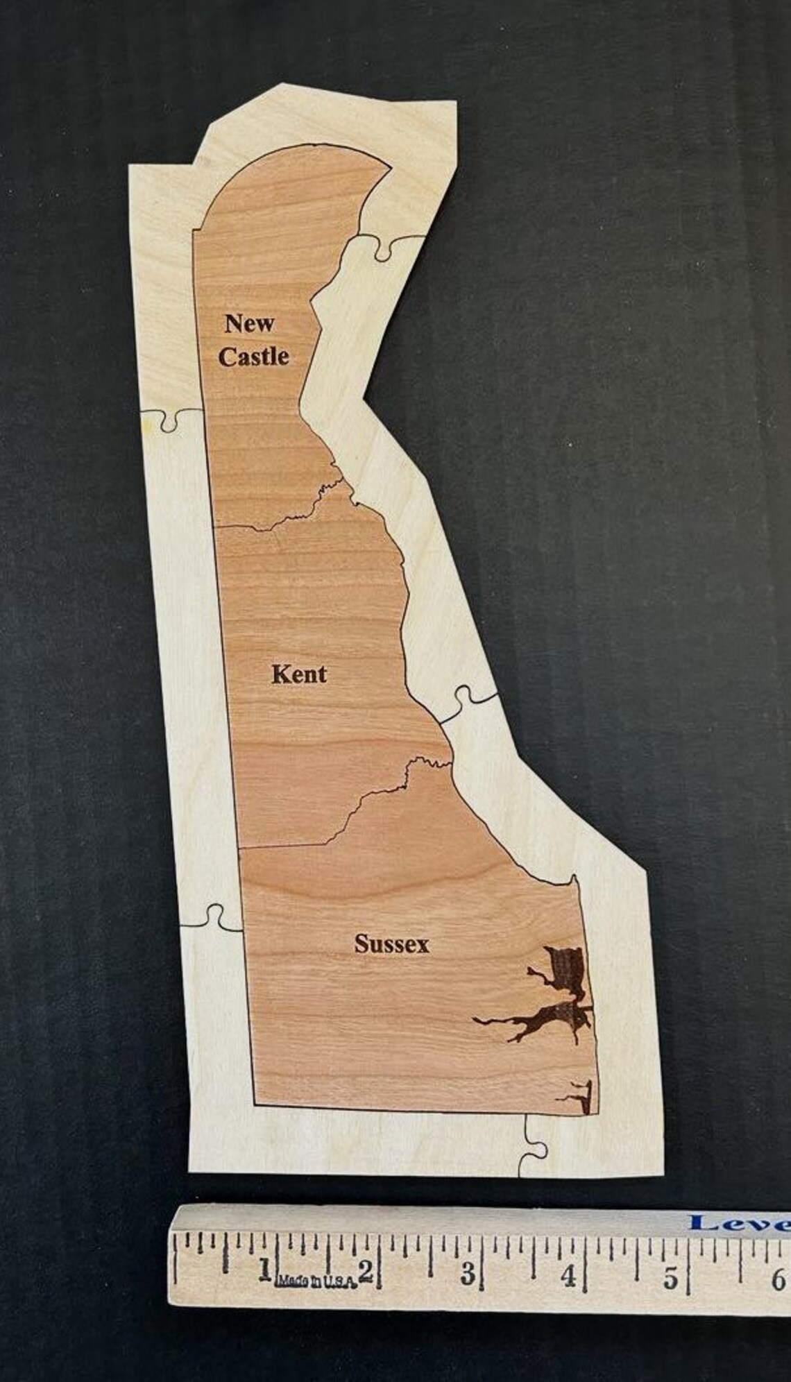 Handmade Delaware State Puzzle: Laser Cut Birch & Cherry Wood County ...