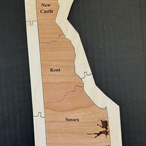 Delaware State Puzzle, Laser Cut Wooden State Map Jigsaw Puzzles ...