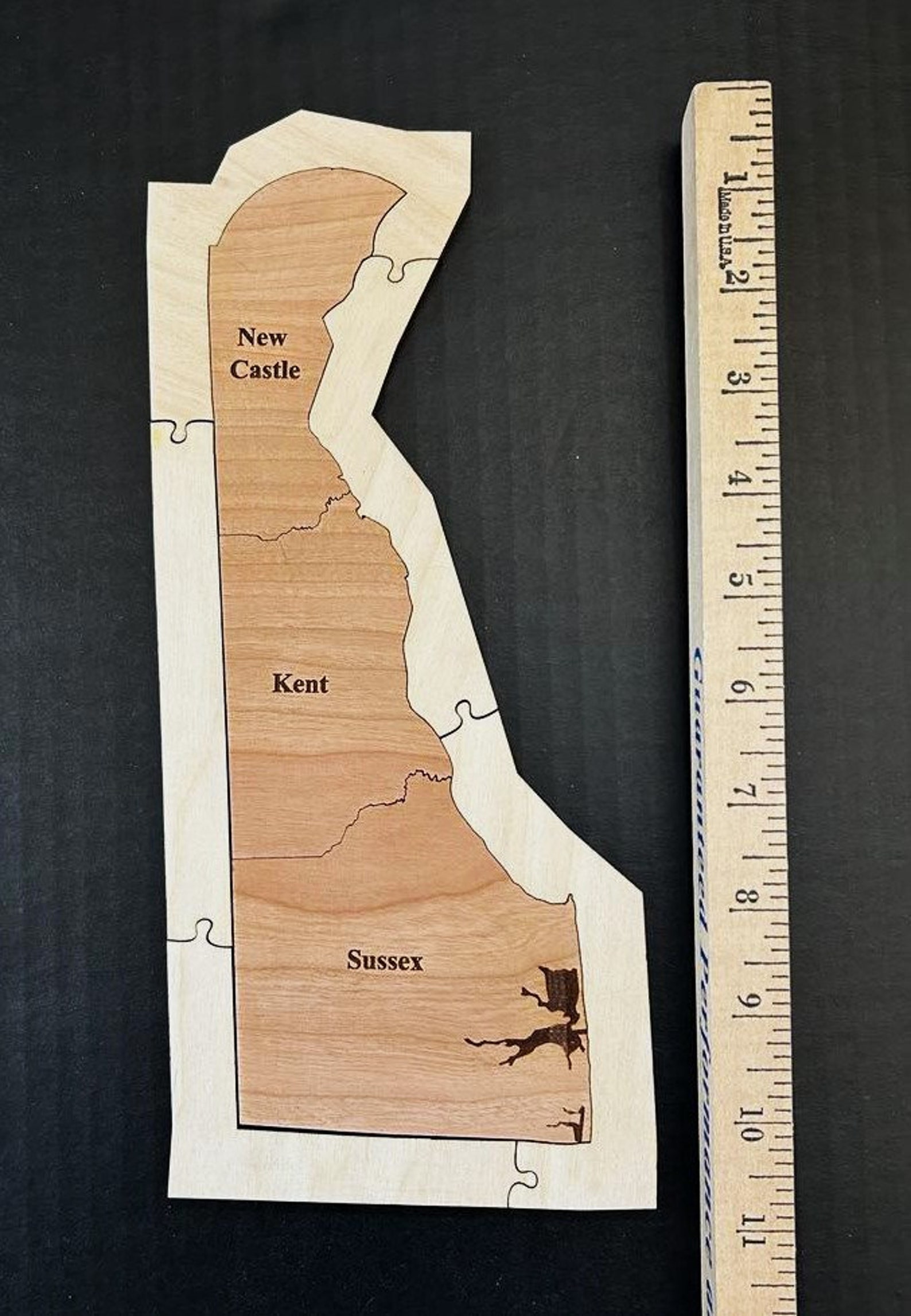 Handmade Delaware State Puzzle: Laser Cut Birch & Cherry Wood County ...