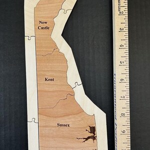 Delaware State Puzzle, Laser Cut Wooden State Map Jigsaw Puzzles ...