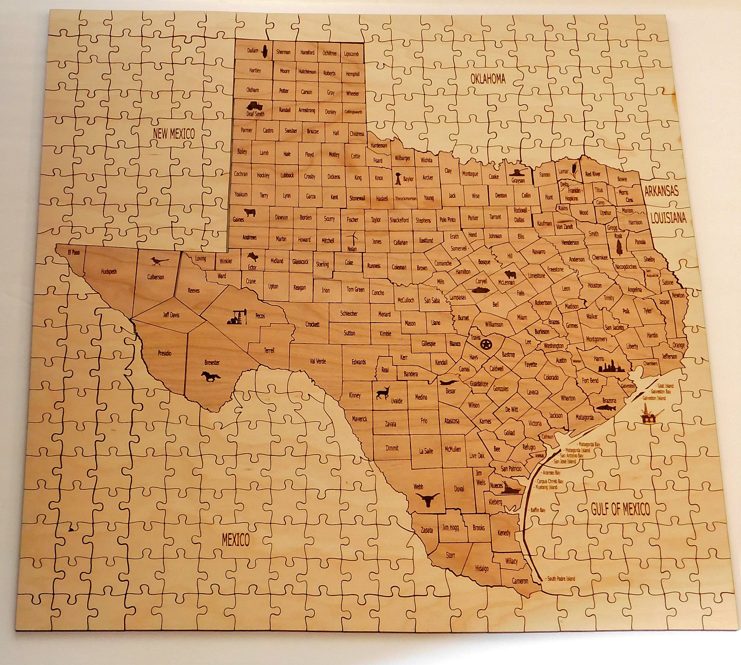 Texas Puzzles for Adults/Laser Cut Puzzle/Texas State | Etsy