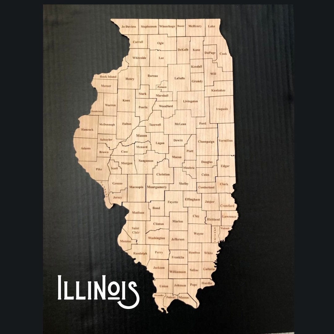 State of Illinois Wood Jigsaw Puzzle, Illinois Counties Puzzle ...