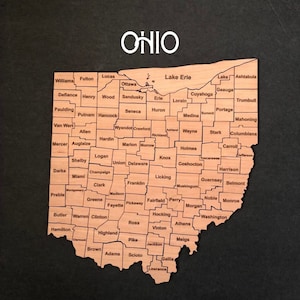 State of Ohio Laser Cut Wooden State Map, Ohio Jigsaw Puzzles, County ...