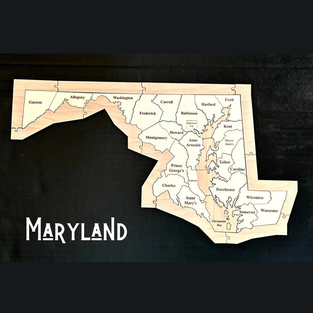 Maryland State Puzzle, Laser Cut Wooden State Map Jigsaw Puzzles ...