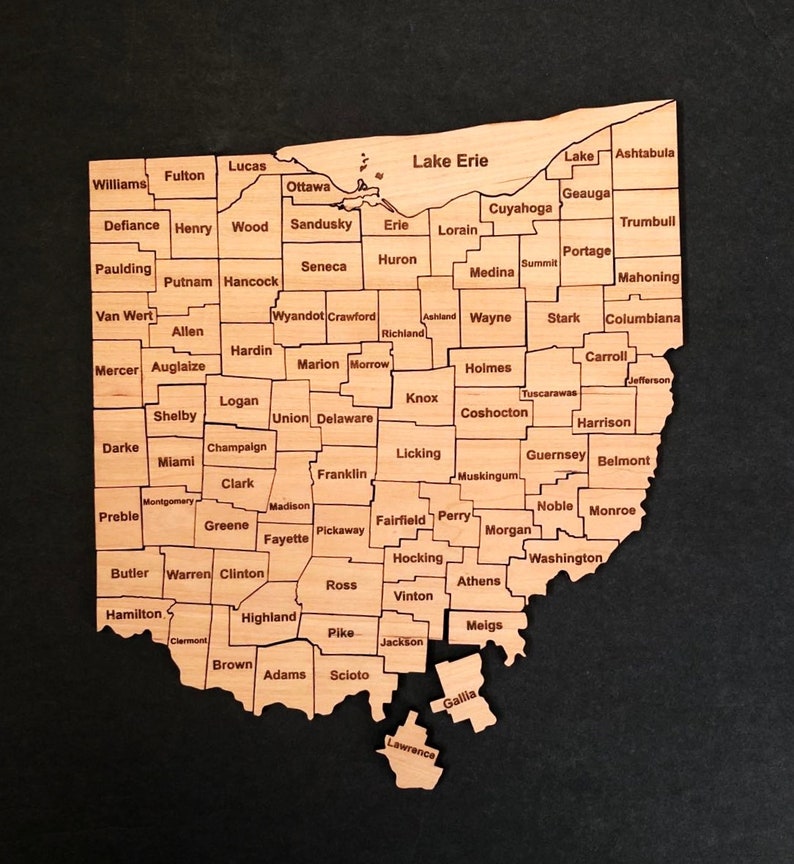 Ohio County Map Puzzle: Laser Cut Wooden Jigsaw - Etsy