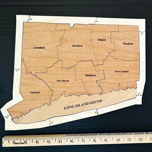 Connecticut State Puzzle, Laser Cut Wooden State Map Jigsaw Puzzles ...