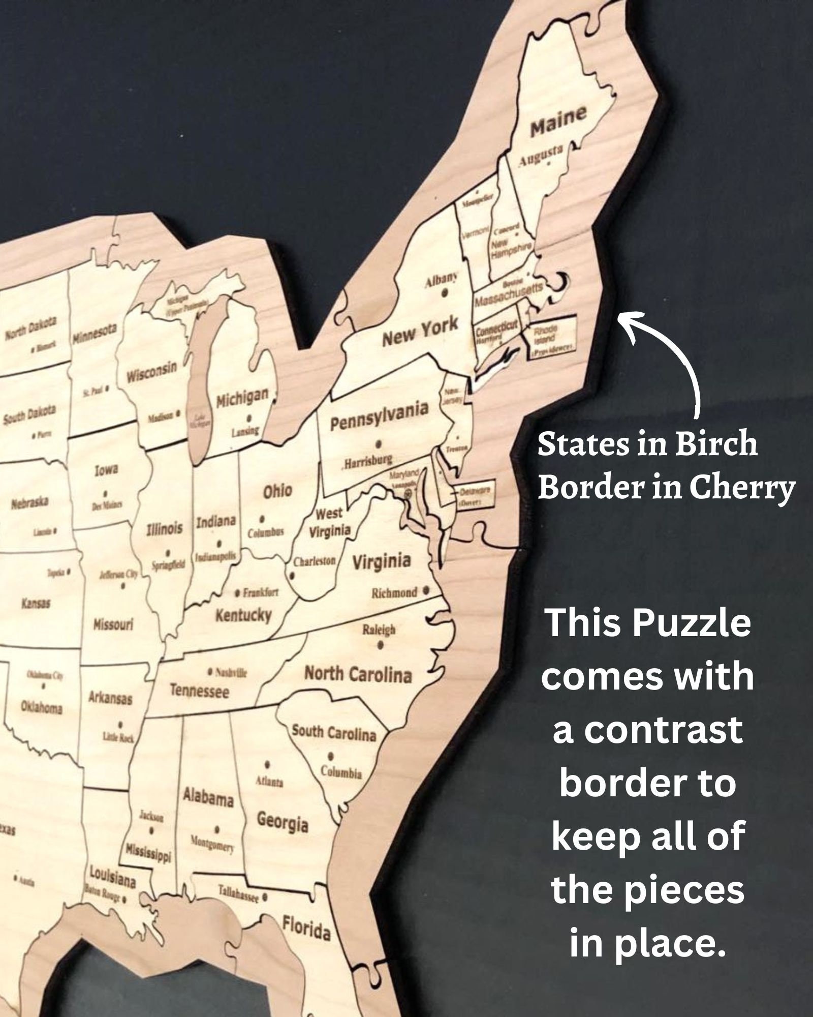 Handmade Delaware State Puzzle: Laser Cut Birch & Cherry Wood County ...
