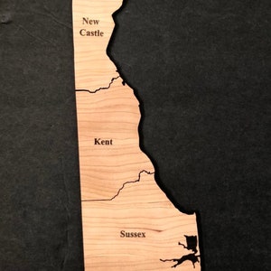 Handmade Delaware State Puzzle: Laser Cut Birch & Cherry Wood County ...