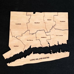 Connecticut State Puzzle, Laser Cut Wooden State Map Jigsaw Puzzles ...