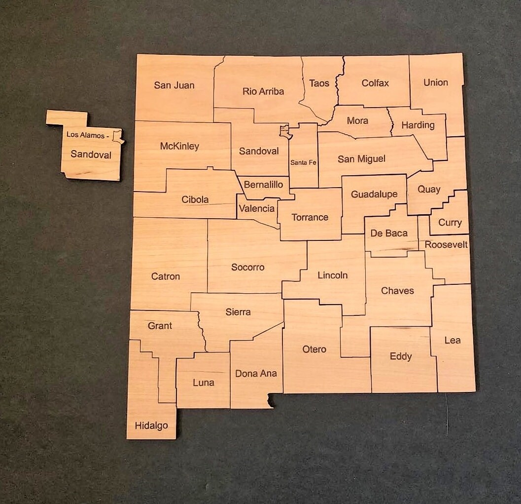 Handmade New Mexico County Map Jigsaw Puzzle: Laser Cut Wood - Etsy