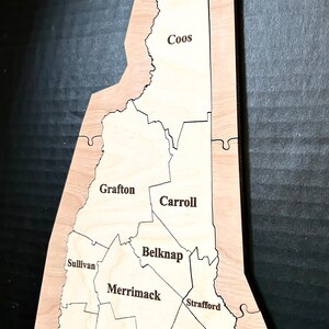 New Hampshire State Puzzle, Laser Cut Wooden State Map Jigsaw Puzzles ...